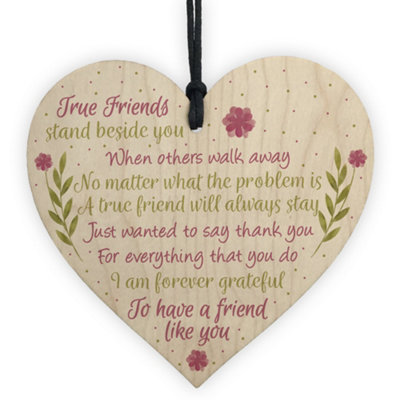 Red Ocean True Friends Friendship Gift Handmade Hanging Wooden Heart ...