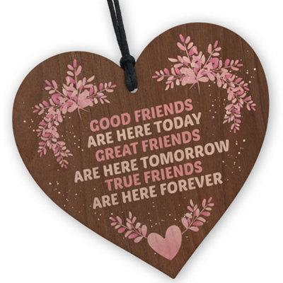 Red Ocean True Friends Wooden Heart - Handcrafted Keepsake for Special ...