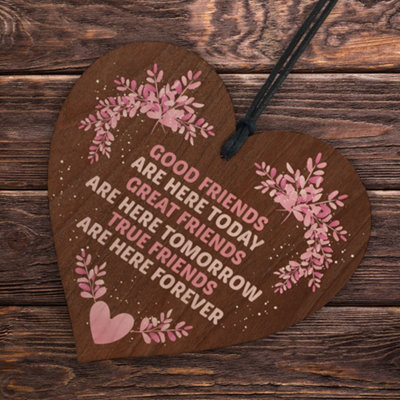 Red Ocean True Friends Wooden Heart - Handcrafted Keepsake for Special ...
