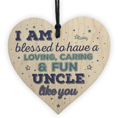 Red Ocean Uncle Gifts Birthday Friendship Family Sign Wooden Heart ...