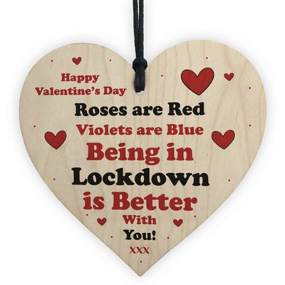 Red Ocean Valentines Day Wooden Heart Sign Lockdown Gift For Boyfriend ...