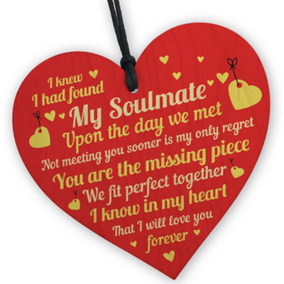 Red Ocean Valentines Gift For Him Her Soulmate Wood Heart Anniversary ...
