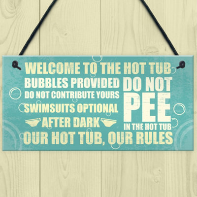 Red Ocean Welcome Hot Tub Rules Hanging Garden Jacuzzi Shed Novelty ...