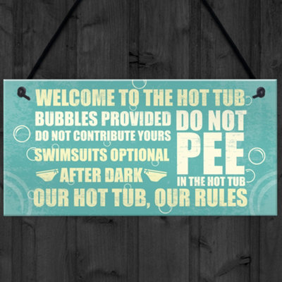 Red Ocean Welcome Hot Tub Rules Hanging Garden Jacuzzi Shed Novelty ...