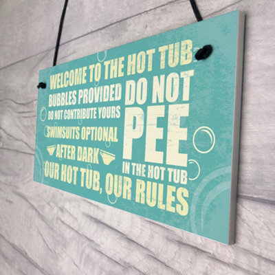 Red Ocean Welcome Hot Tub Rules Hanging Garden Jacuzzi Shed Novelty ...