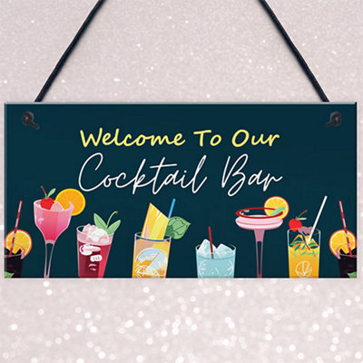 Red Ocean Welcome to our Cocktail Bar Sign Home Decor Garden Bar ...