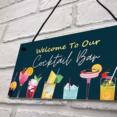 Red Ocean Welcome to our Cocktail Bar Sign Home Decor Garden Bar ...
