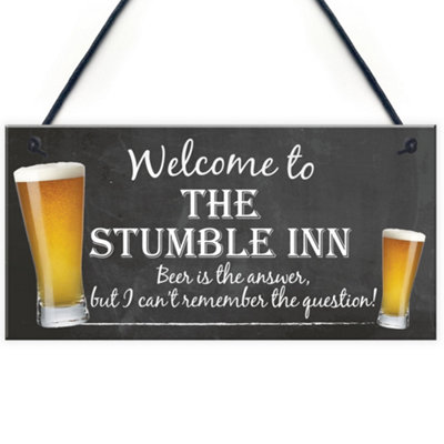 Red Ocean Welcome To The Stumble Inn Novelty Hanging Plaque Pub Bar ...