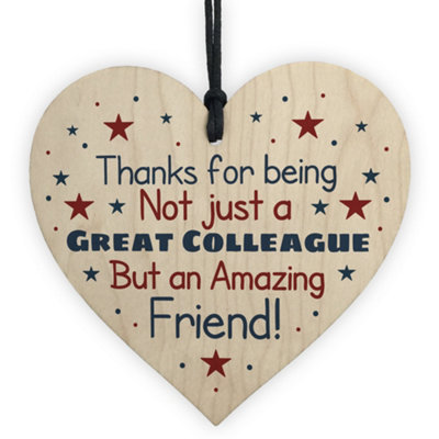 Red Ocean Wooden Heart Gift For Colleague Novelty Work Colleague Friend ...