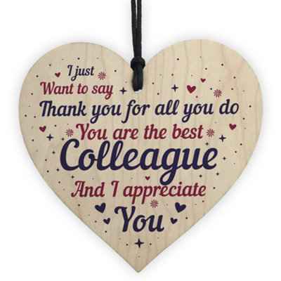 Red Ocean Work Colleague Gifts Thank You Handmade Wooden Hanging Heart ...