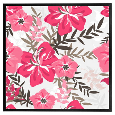 Red & pink floral (Picutre Frame) / 16x16" / White