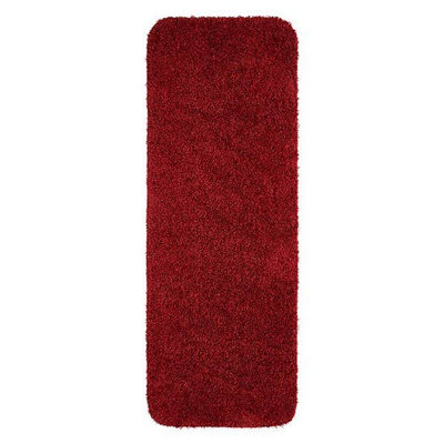 Red Plain , Anti-slip Shaggy Rug Easy to clean Dining Room-67cm X 150cm ...
