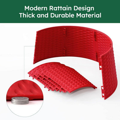 Red Plastic Rattan Christmas Tree Skirt Modular Adjustable Design for ...