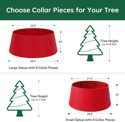 Red Plastic Rattan Christmas Tree Skirt Modular Adjustable Design for ...