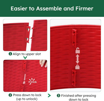 Red Plastic Rattan Christmas Tree Skirt Modular Adjustable Design for ...