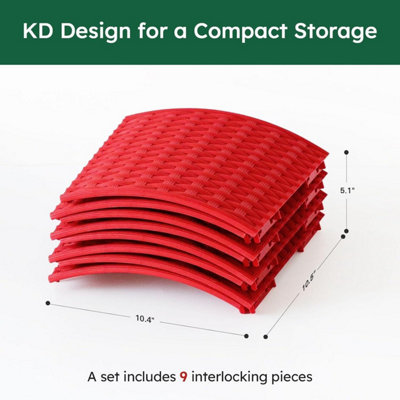Red Plastic Rattan Christmas Tree Skirt Modular Adjustable Design for ...