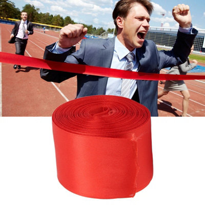 Red Satin Finish Line Ribbon for School Events and Gift Wrapping-20m Long
