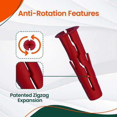 Red Screw Wall Expansion Fixing Rawl Plugs for Brick Stone Concrete ...