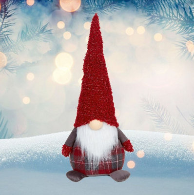 Red sitting Christmas Gonk With Red Tartan Trousers 45cm Plush Gonk ...