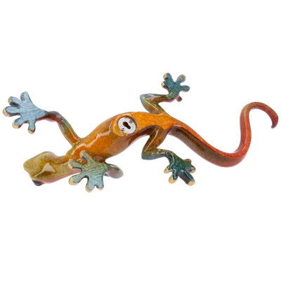 Red Speckled Gecko Lizard Resin Wall Shed Sculpture Decor Statue Large ...