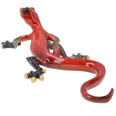 Red Speckled Gecko Lizard Resin Wall Shed Sculpture Decor Statue Large ...