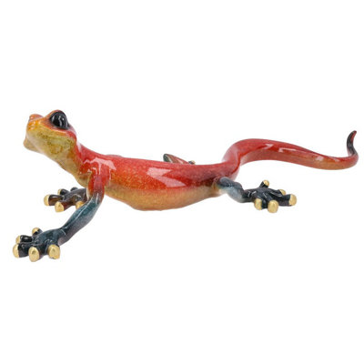 Red Speckled Gecko Lizard Resin Wall Shed Sculpture Decor Statue Large ...