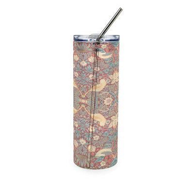 Red Strawberry Thief Glass Travel Flask - William Morris Artwork Gifts ...