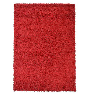Red Thick Shaggy Rug - California - 60x230cm (2'x7'8")