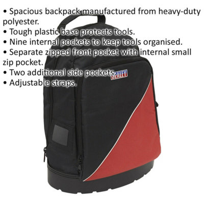 Red Tool Backpack with Multi Pockets - Heavy-Duty Tool Storage Solution ...