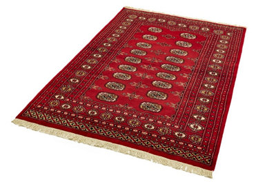 Red Traditional Bordered Floral Handmade Wool Rug for Living Room and ...