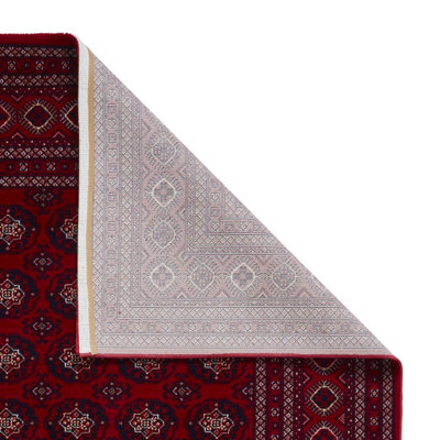 Red Traditional Bordered Stain-Resistant Rug for Bedroom, & Dining Room ...