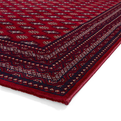 Red Traditional Bordered Stain-Resistant Rug for Bedroom, & Dining Room ...