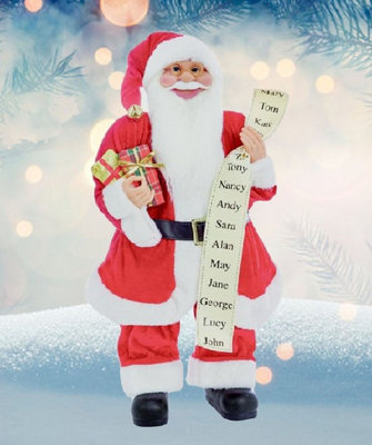 Red Traditional Standing Father Christmas With Glasses Santa Figurine 60cm