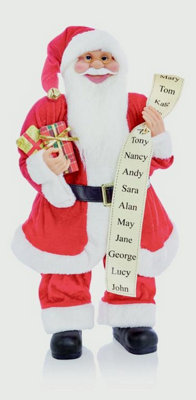 Red Traditional Standing Father Christmas With Glasses Santa Figurine 60cm