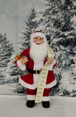 Red Traditional Standing Father Christmas With Glasses Santa Figurine 60cm