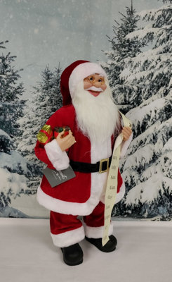 Red Traditional Standing Father Christmas With Glasses Santa Figurine 60cm
