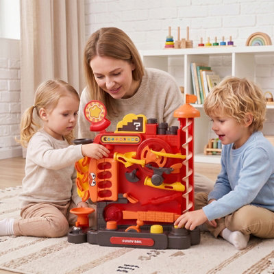 Red Vertical Marble Run Obstacle Track Toy with Ejector Joystick ...