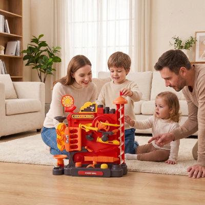 Red Vertical Marble Run Obstacle Track Toy with Ejector Joystick ...