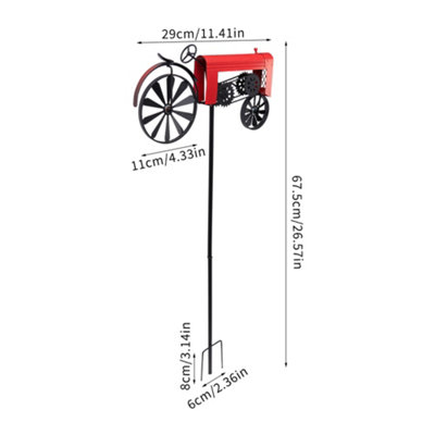 Red Vintage Outdoor Metal Wind Spinner with Ground Spike
