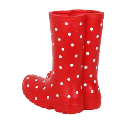 RED WELLY BOOT PLANTER FOR GARDEN