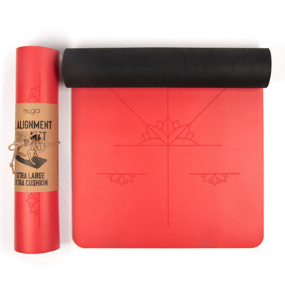 Red XL Yoga Alignment Mat for Precise Home Workouts
