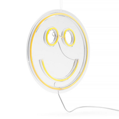 RED5 Neon Effect Smiley Yellow Face Wall Light