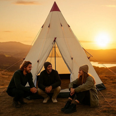 Redcliffs Teepee Camping Tent 2-3 Person Weather Resistant Easy Setup ...