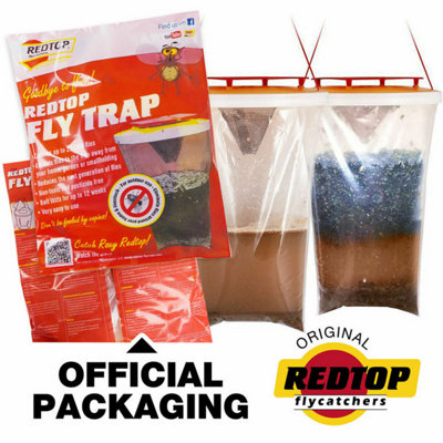 Redtop Fly Trap Transparent Hanging Fly Catchers Red Top Non-Toxic ...