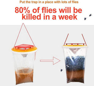Redtop Fly Trap Transparent Hanging Fly Catchers Red Top Non-Toxic ...