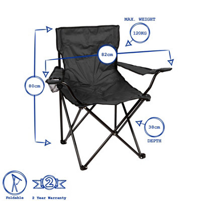 Redwood Folding Canvas Camping Armchair - Black