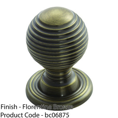Reeded Ball Door Knob - 28mm Florentine Bronze Lined Cupboard Pull ...