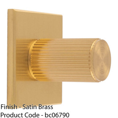 Reeded Cylinder Cabinet Door Knob & Matching Backplate - Satin Brass 40 ...