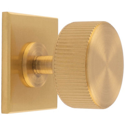 Reeded Radio Cabinet Door Knob & Matching Backplate Lined Satin Brass ...