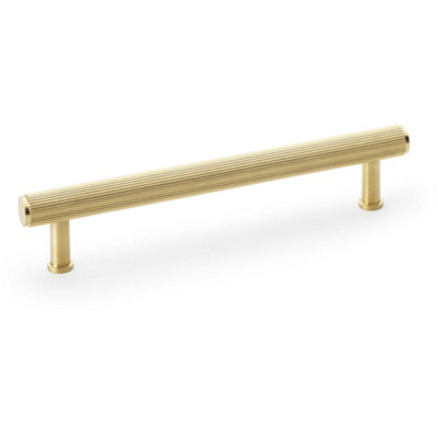 Reeded T Bar Pull Handle - Satin Brass - 160mm Centres SOLID BRASS ...